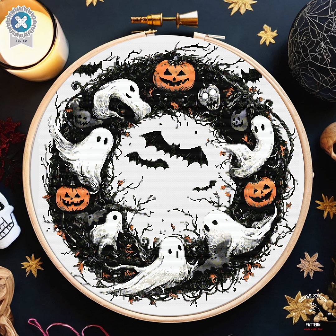 Halloween Cross Stitch Pattern Spooky Cross Stitch Bat Cross Stitch ...