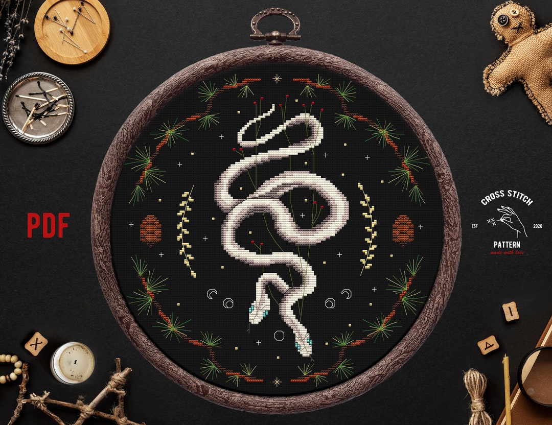 Snake Cross Stitch Satanic Cross Stitch Gothic Cross Stitch Pattern ...