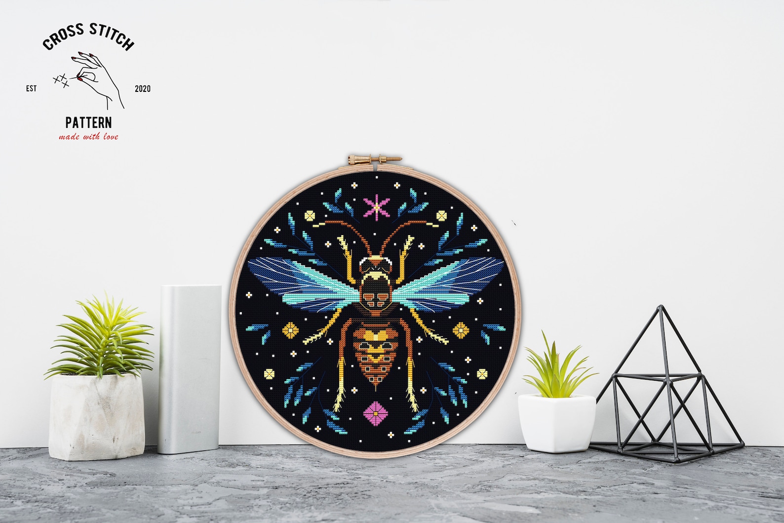 Wasp Cross Stitch Pattern Modern Cross Stitch Bee Embroidery | Etsy