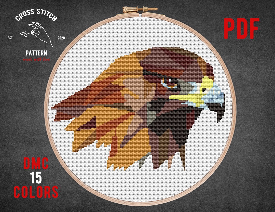 Eagle Cross Stitch Pattern, Geometric Animal Cross Stitch, Woodland ...