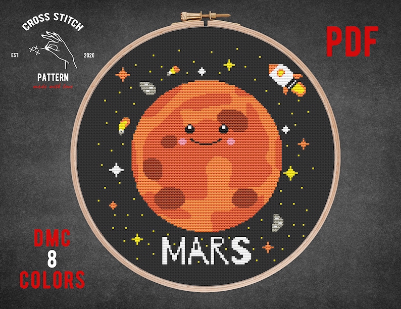 SET OF 8 Planets of the Solar System Cross Stitch Pattern | Etsy