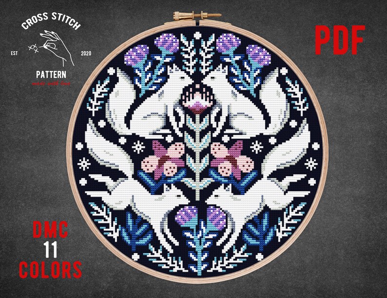 SET OF 5 Scandinavian Cross Stitch Pattern Nordic Cross Stitch | Etsy