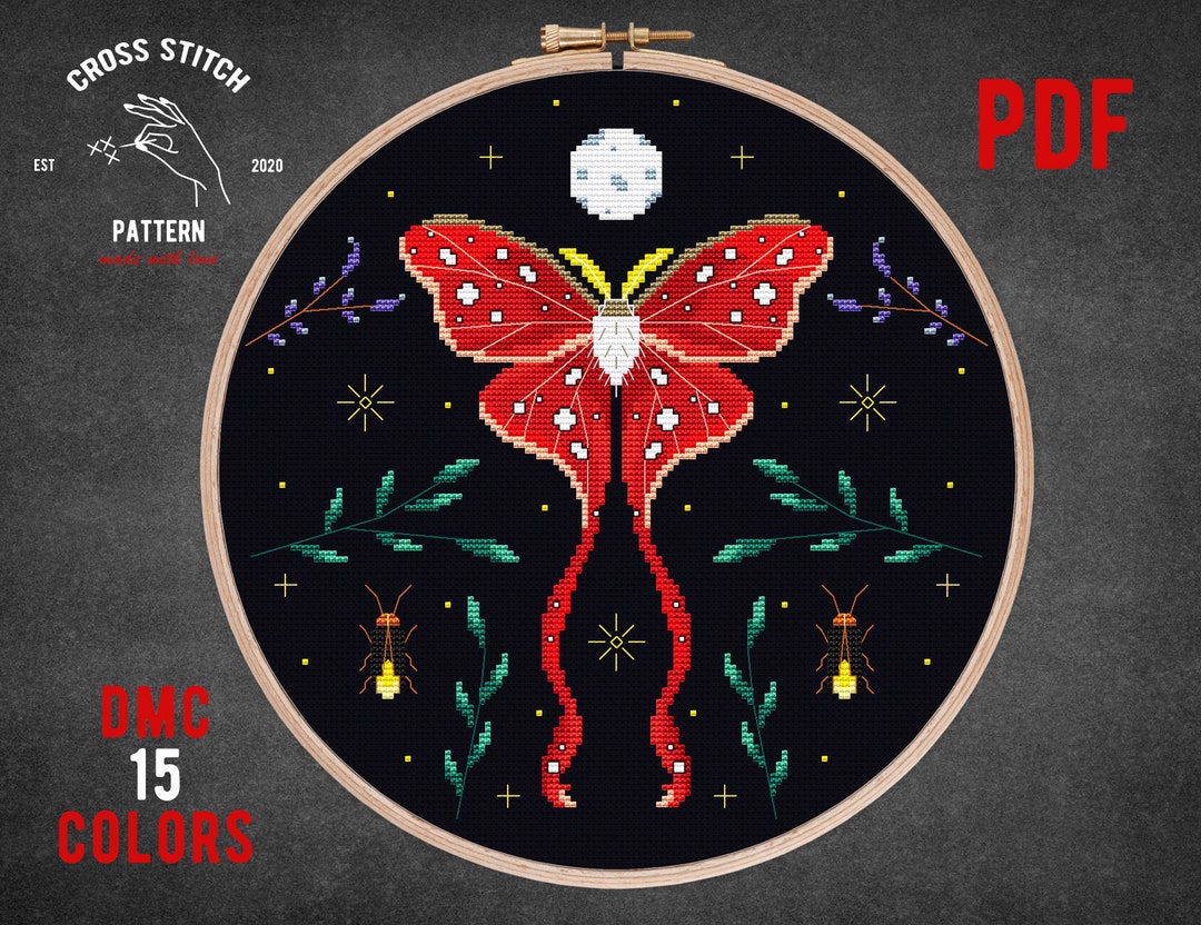 Moth Cross Stitch Pattern Insect Cross Stitch Witchy Cross Stitch ...
