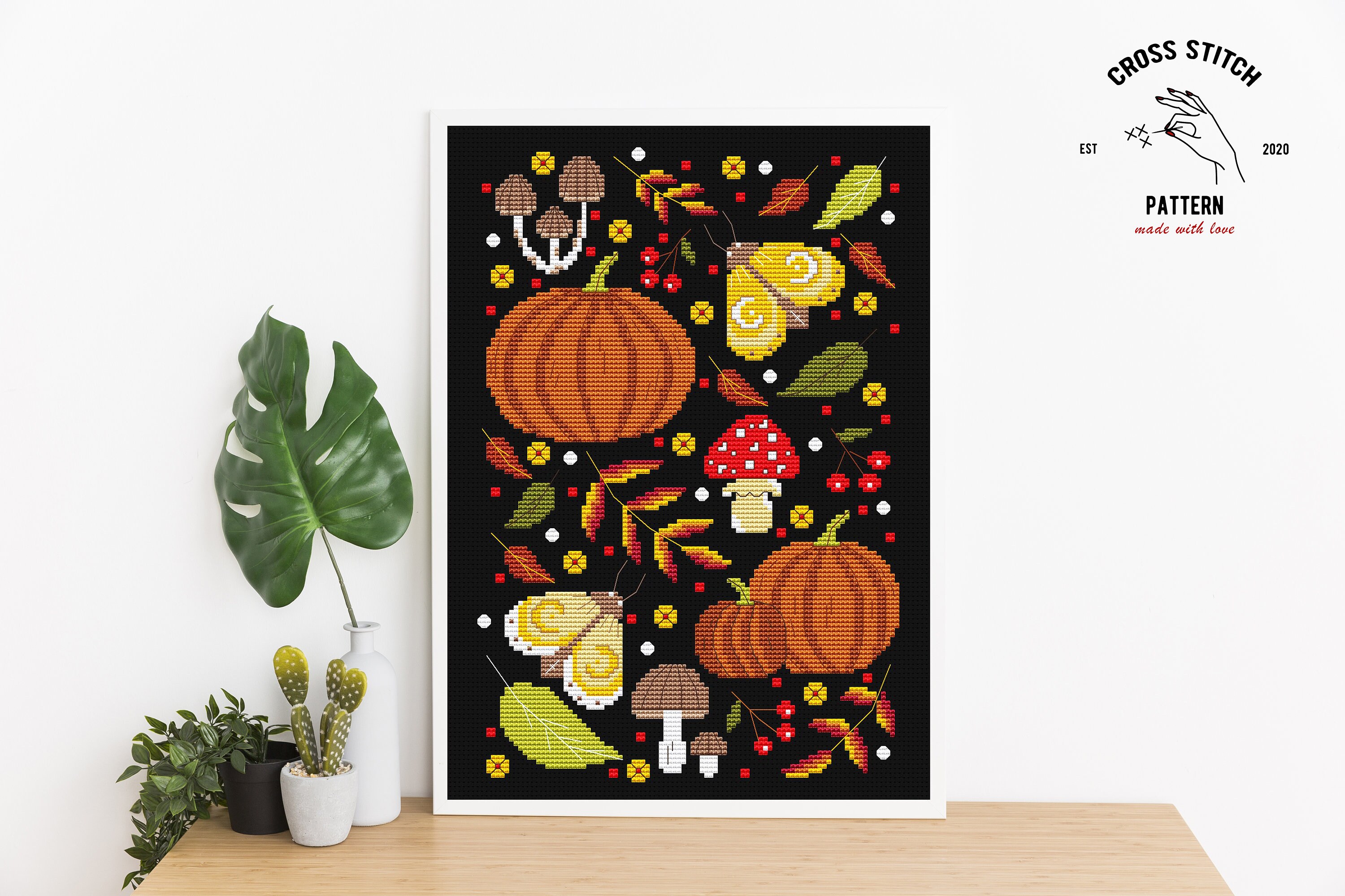 Mushrooms Cross Stitch Pattern Moth Cross Stitch Butterfly - Etsy