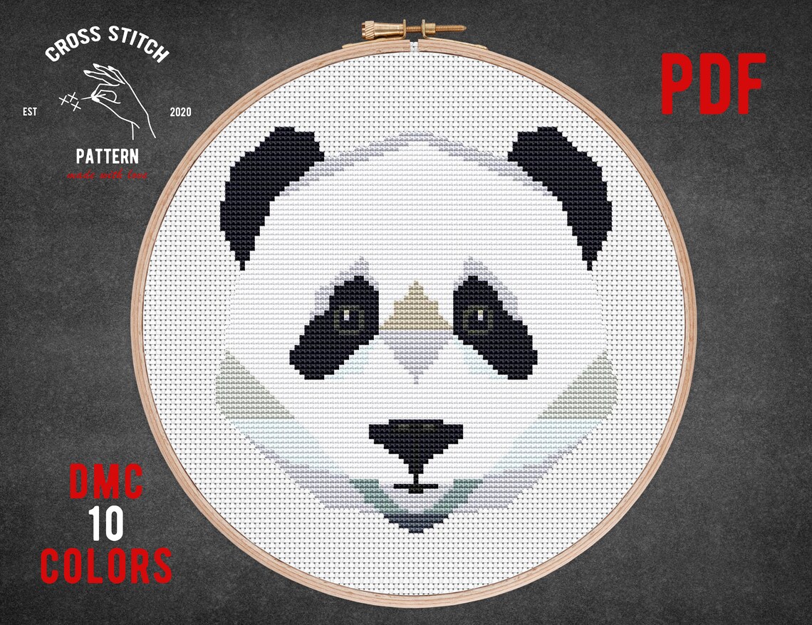 Panda Cross Stitch Pattern Geometric Animal Cross Stitch | Etsy