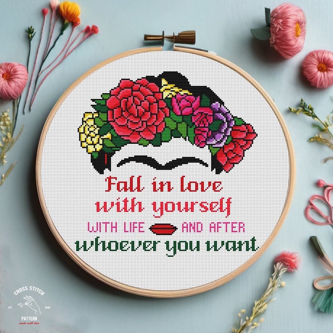 Frida Kahlo Cross Stitch Pattern Feminist Cross Stitch Quote Cross ...