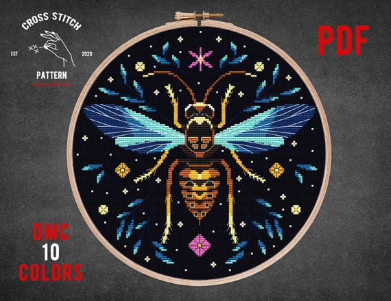 Wasp Cross Stitch Pattern Modern Cross Stitch Bee Embroidery - Etsy