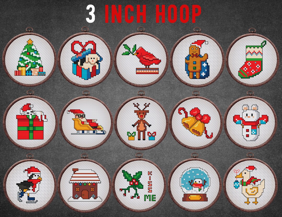 Christmas Ornament Cross Stitch Pattern 3 Inch Cross Stitch Advent ...