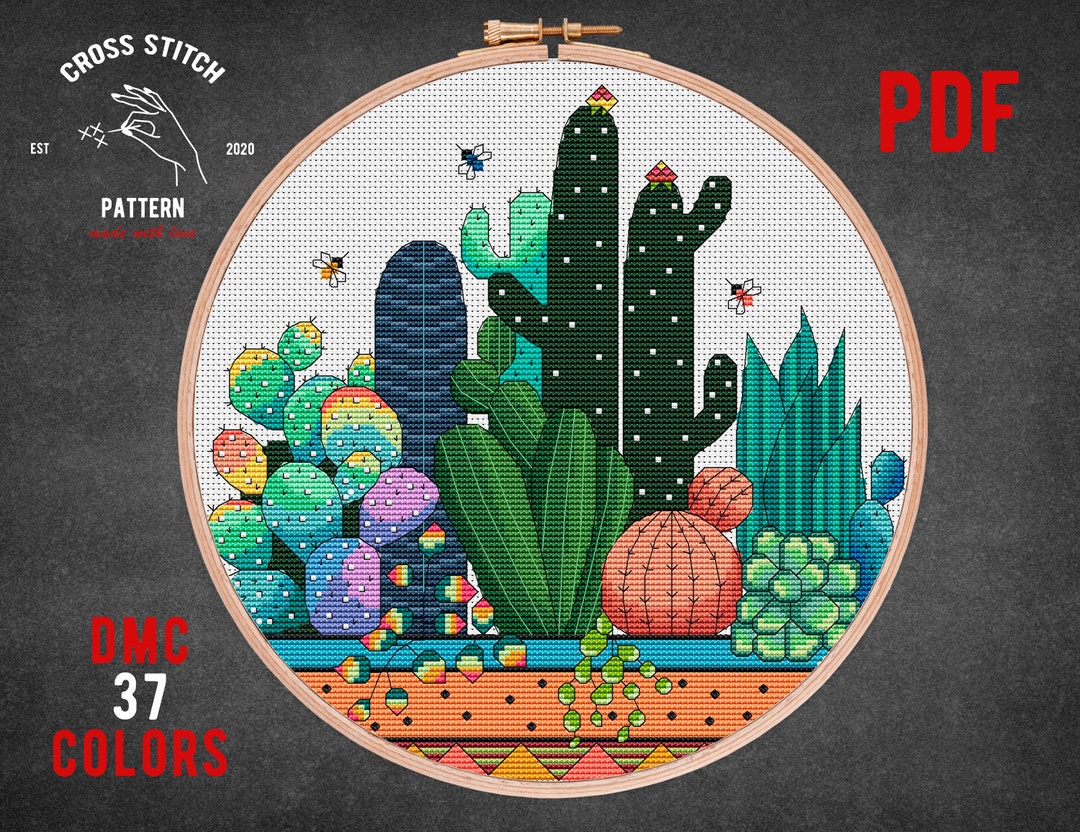 Plant Cross Stitch Pattern Potted Plants Cross Stitch Succulent ...