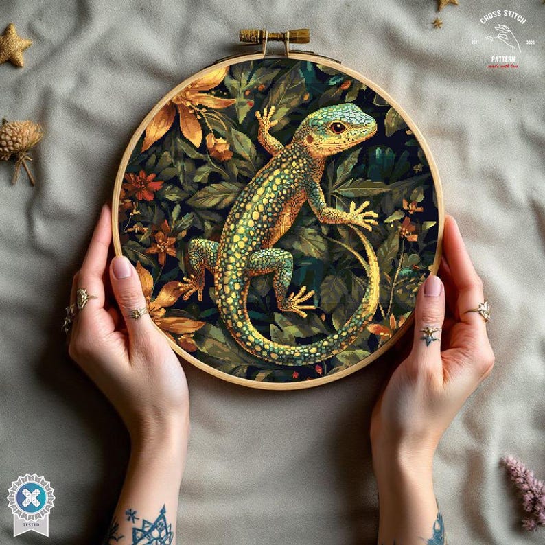 Lizard Cross Stitch Pattern Gecko Cross Stitch Reptile Embroidery ...