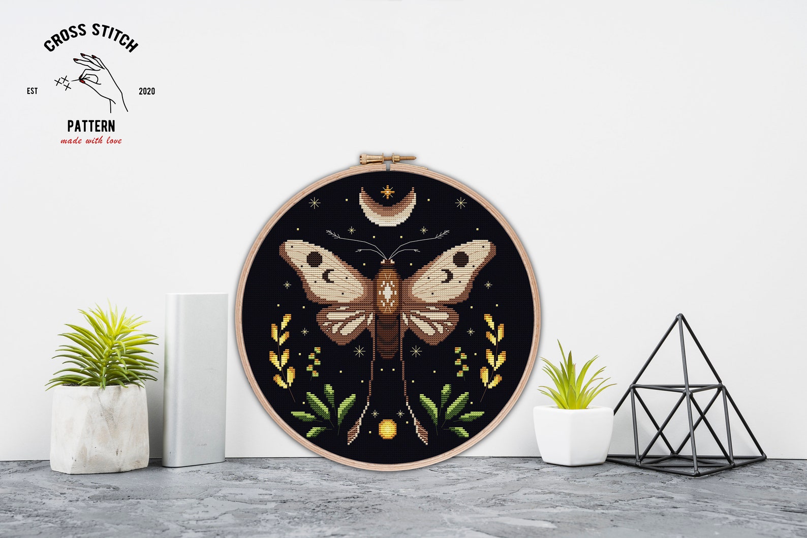 Moth Cross Stitch Pattern Insect Cross Stitch Witchy Cross - Etsy