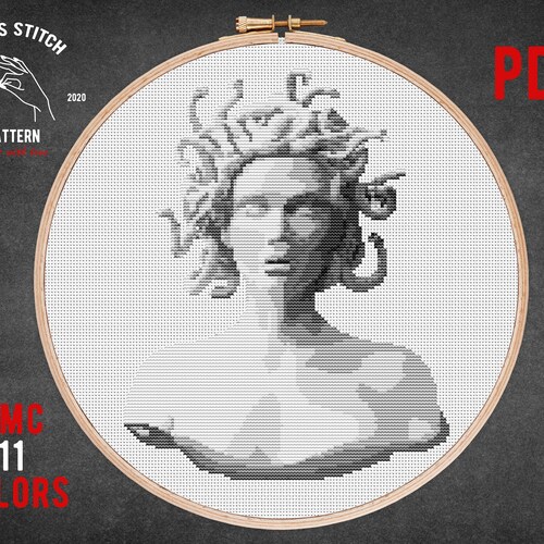 Medusa Gorgon Cross Stitch Pattern Antiquity Statue Embroidery - Etsy