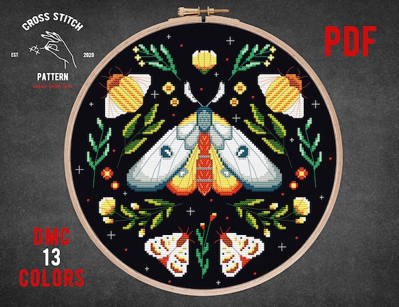 Moth Cross Stitch Pattern Insect Cross Stitch Witchy Cross - Etsy