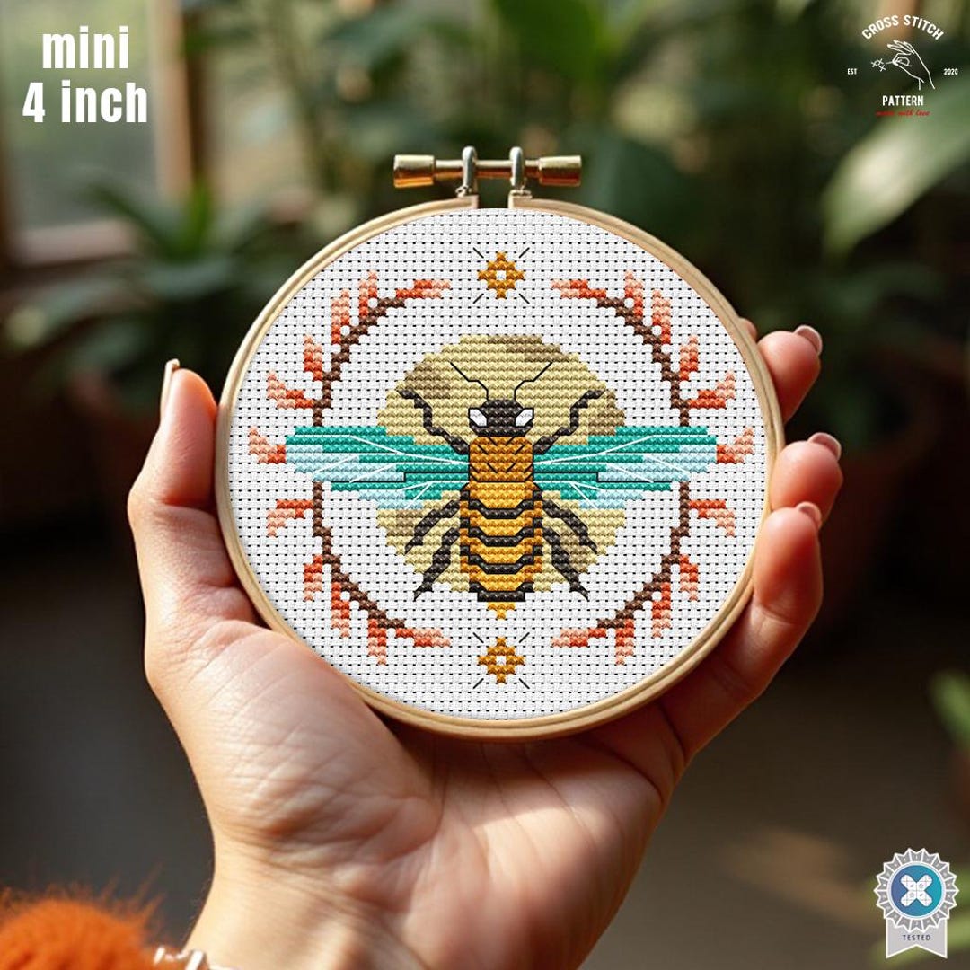 Bee Cross Stitch Pattern Mini Insect Embroidery Witchy Cross Stitch Bug ...