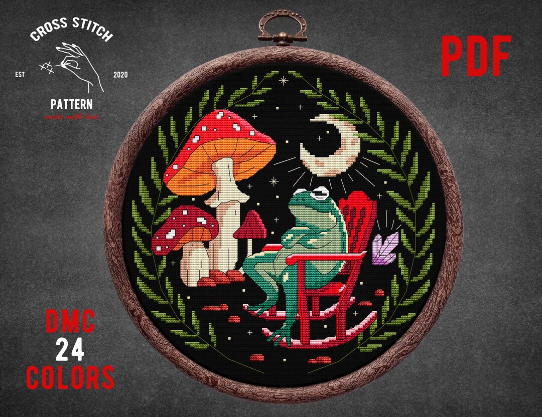 Frog Cross Stitch Pattern Mushroom Cross Stitch Toad Cross Stitch ...