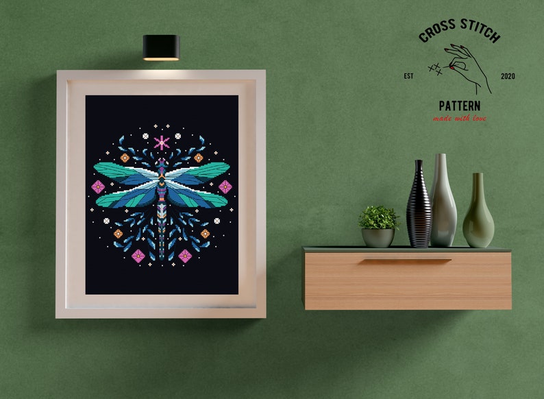 Dragonfly Cross Stitch Pattern Modern Cross Stitch Insect | Etsy