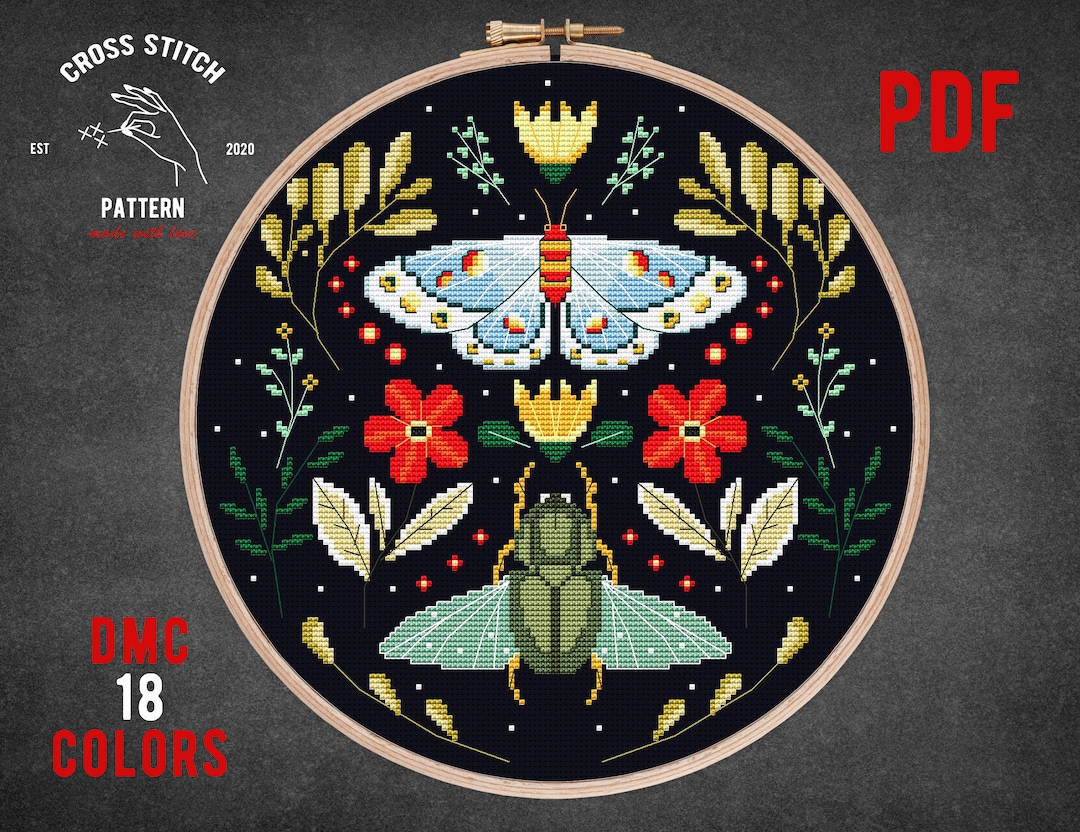 Moth Cross Stitch Pattern Insect Cross Stitch Witchy Cross Stitch ...