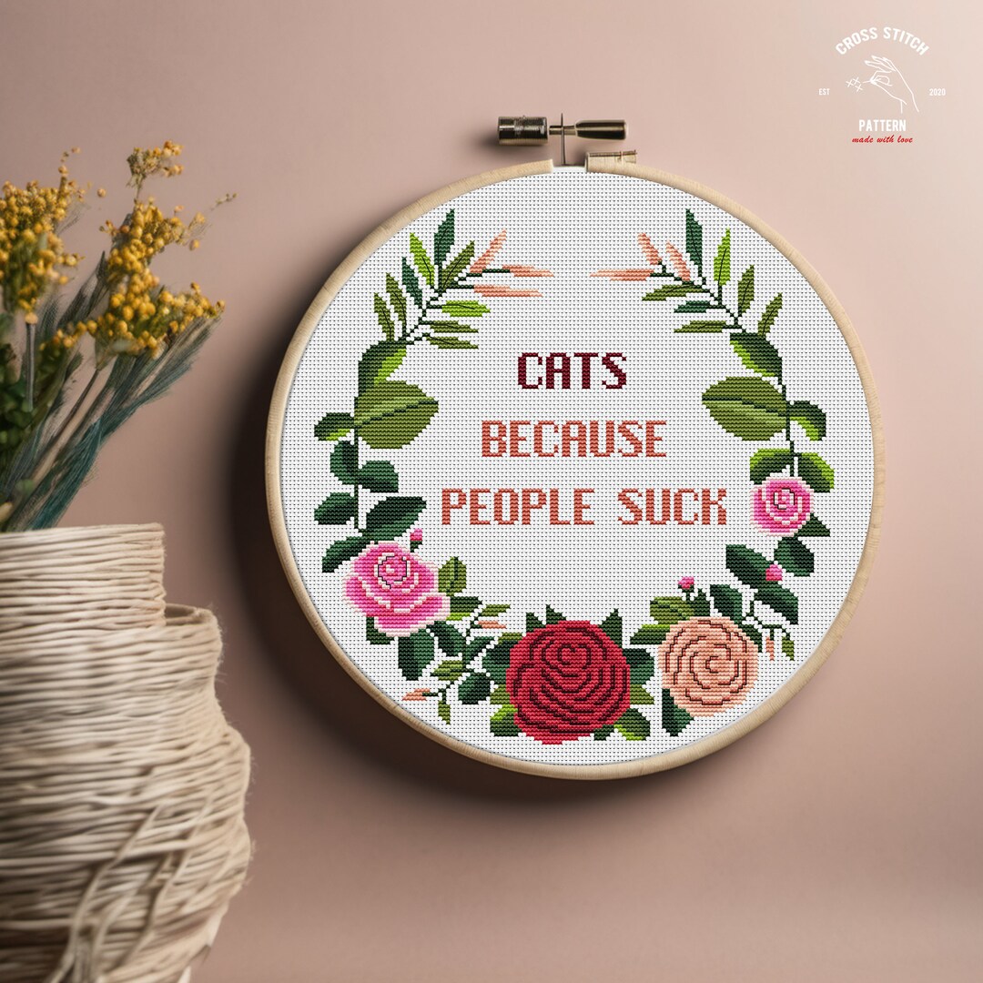Snarky Cross Stitch PDF Pattern Cat Quotes Cross Stitch Vulgar Text ...