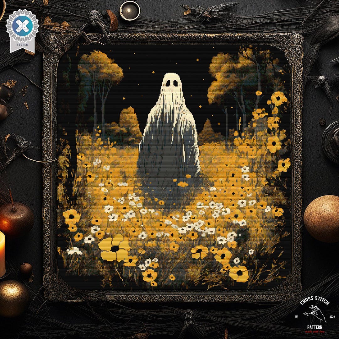 Halloween Cross Stitch Pattern Spooky Cross Stitch Creepy Ghost Cross ...
