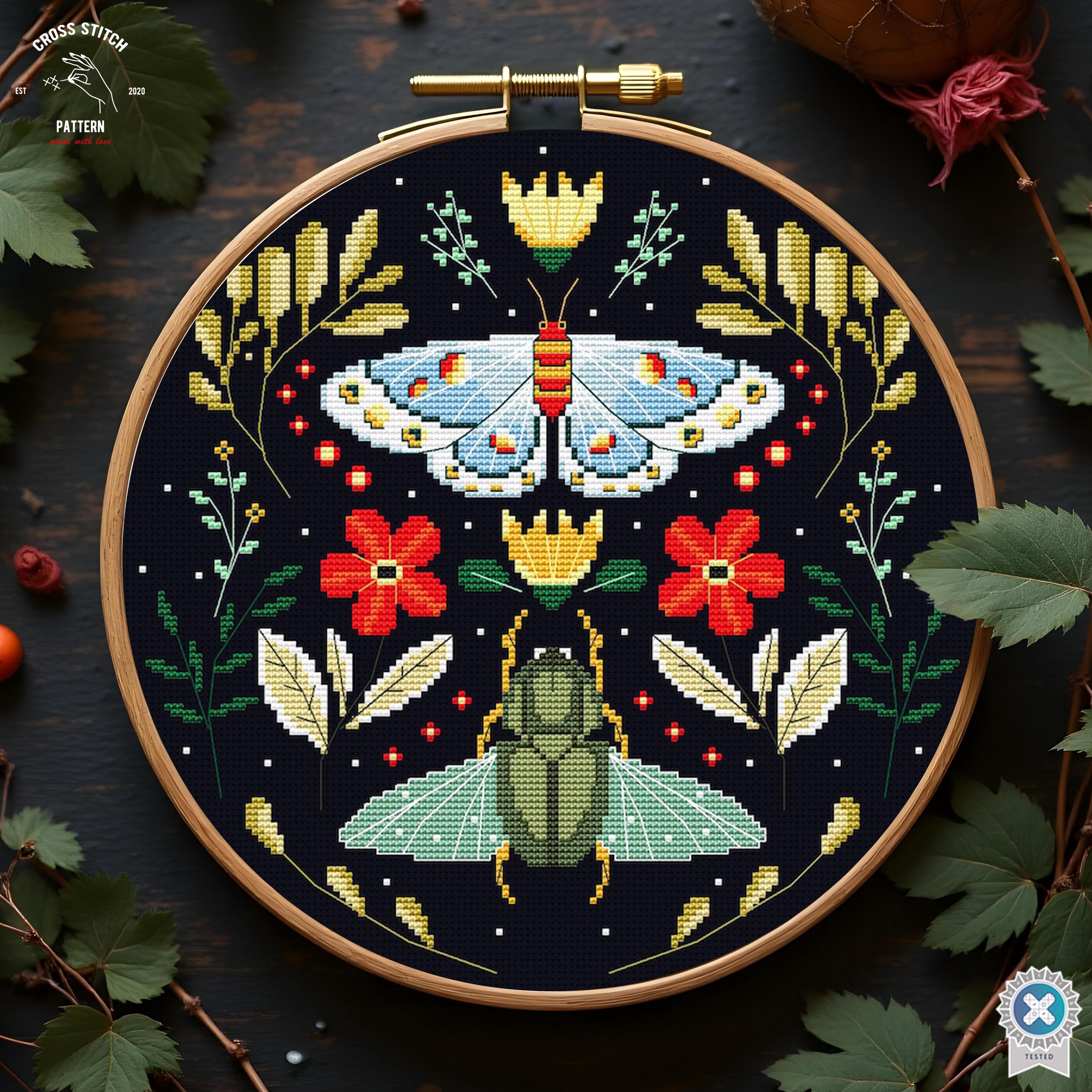 Moth Cross Stitch Pattern Bug Embroidery Insect Cross Stitch Witchy ...
