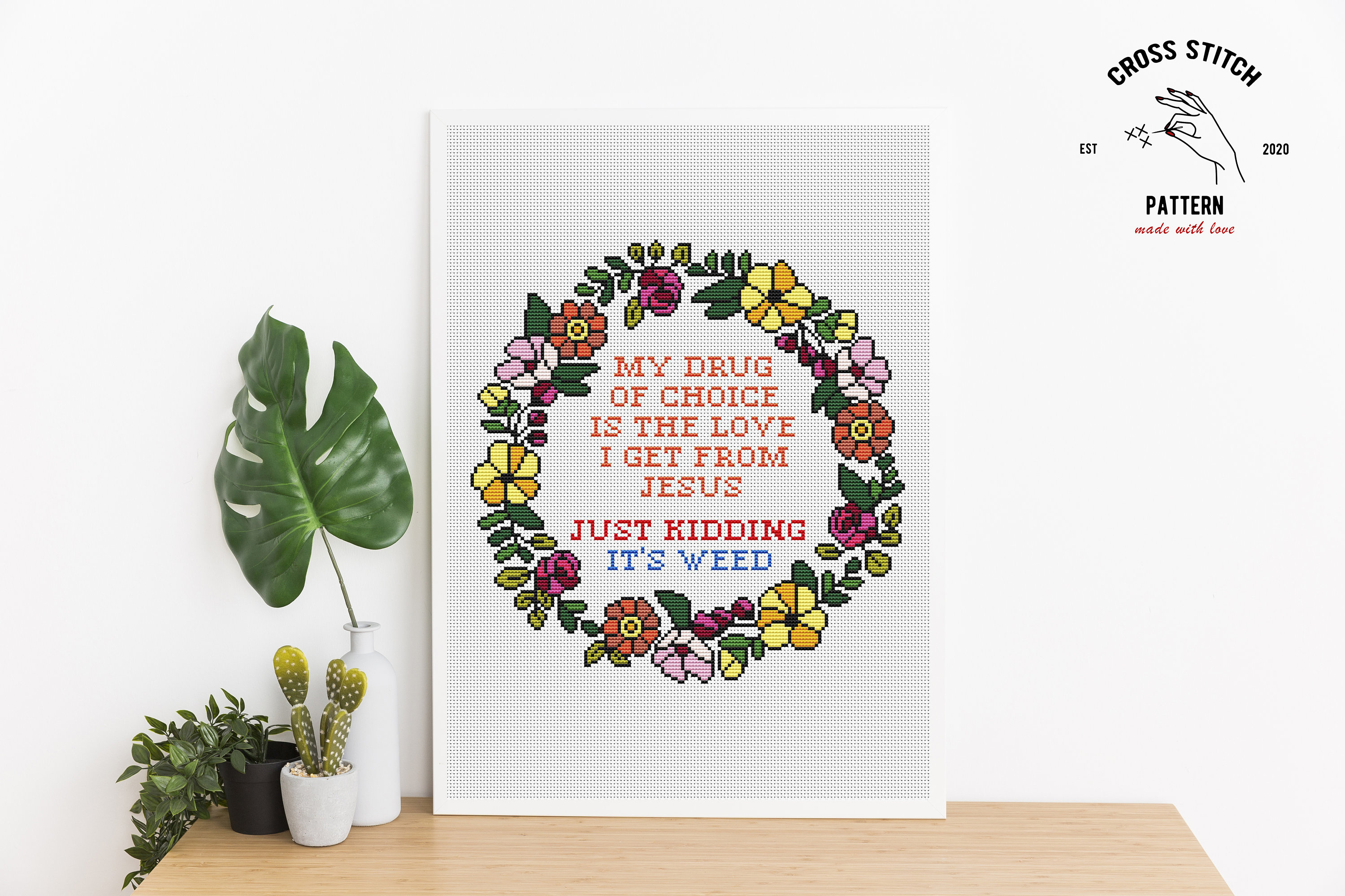 Quotes cross stitch pattern Vulgar text It's weed xstitch | Etsy