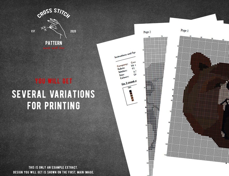 Panda Cross Stitch Pattern Geometric Animal Cross Stitch | Etsy