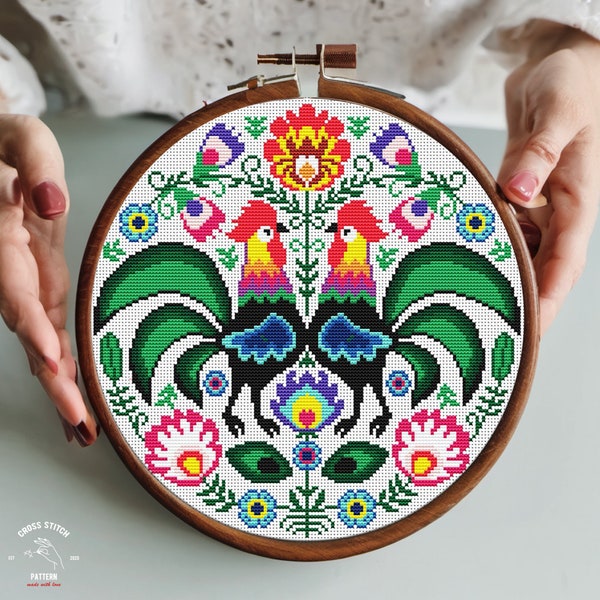 Folk Art Cross Stitch - Etsy
