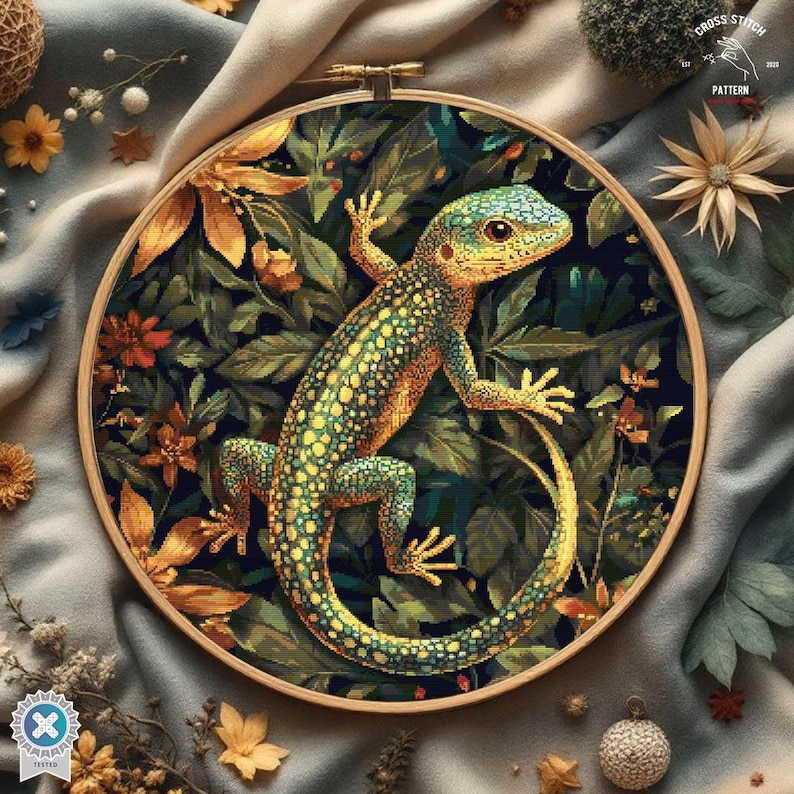 Lizard Cross Stitch Pattern Gecko Cross Stitch Reptile Embroidery ...