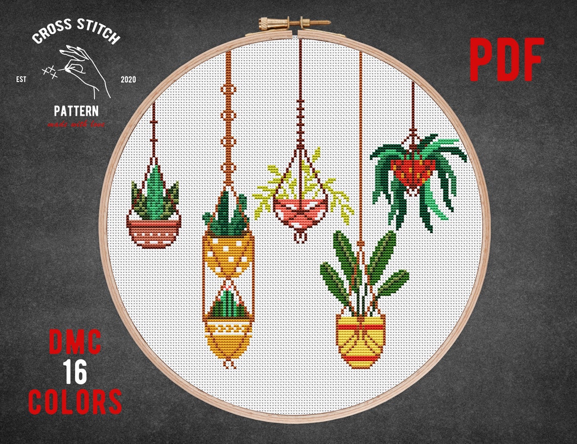 House Plants Cross Stitch Pattern Indoor Plants Counted Cross Stitch ...