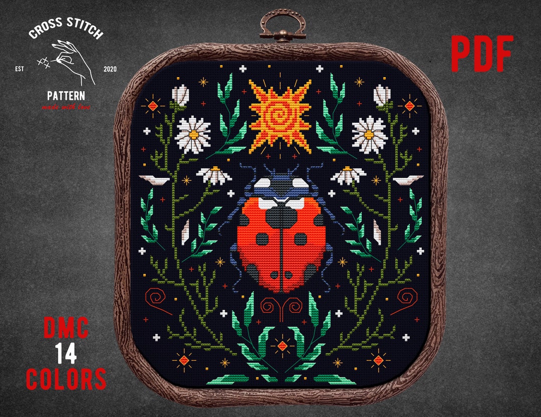 Ladybug Cross Stitch Pattern Insect Cross Stitch Gothic Cross Stitch ...