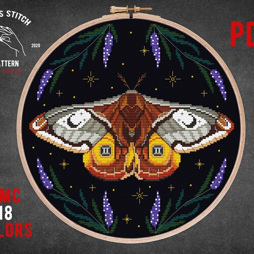 Moth Cross Stitch Pattern Insect Cross Stitch Witchy Cross - Etsy