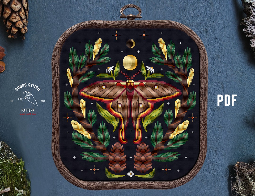 Moth Cross Stitch Pattern Witchy Dark Modern Butterfly Cross Stitch ...