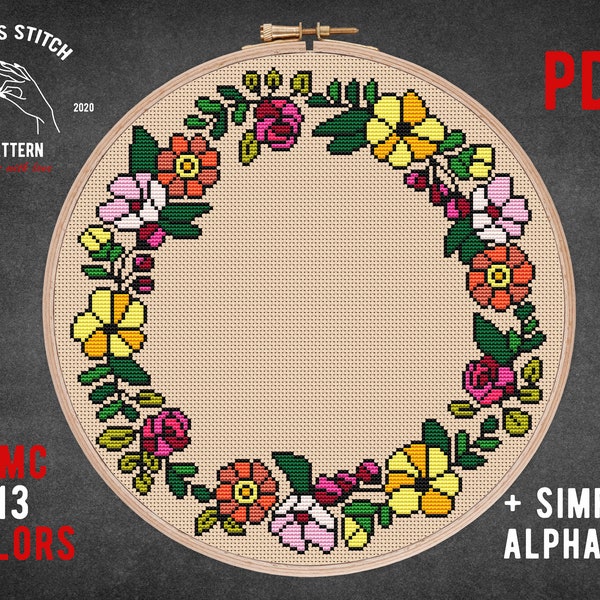 Cross Stitch Flower Border - Etsy