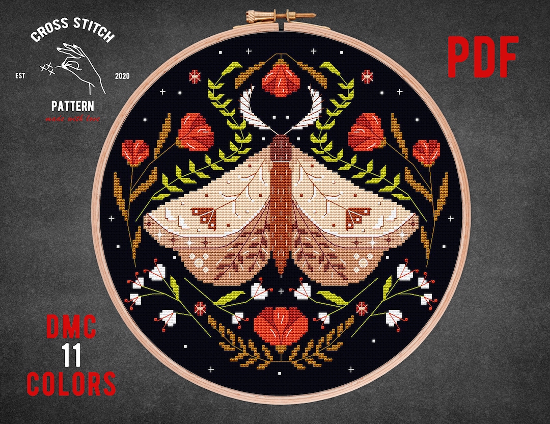 Moth Cross Stitch Pattern Insect Cross Stitch Witchy Cross Stitch ...