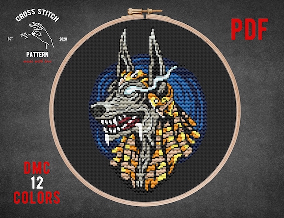Anubis Cross Stitch Pattern Egypt Embroidery Egyptian God of - Etsy