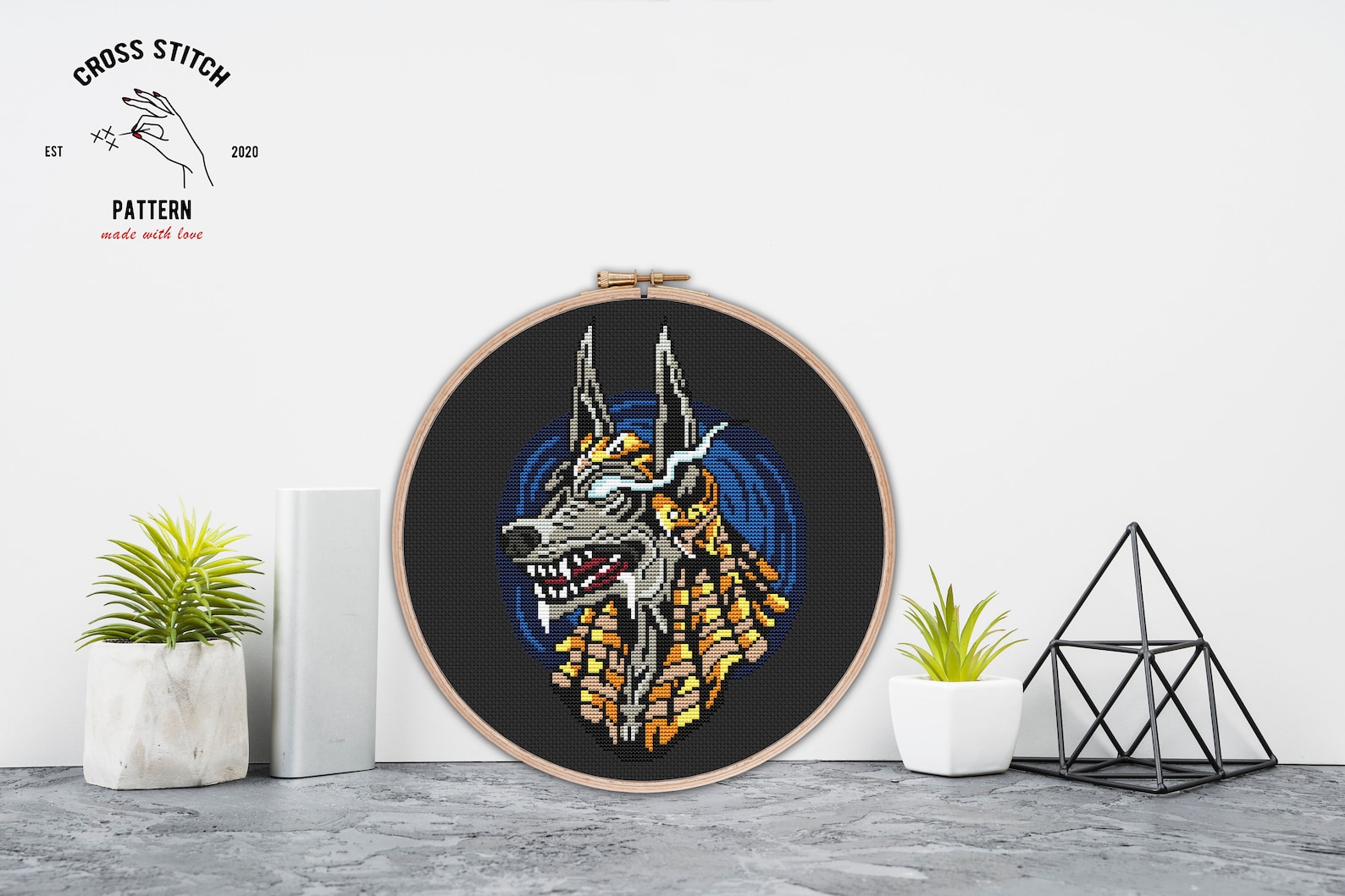 Anubis Cross Stitch Pattern Egypt Embroidery Egyptian God of Death ...