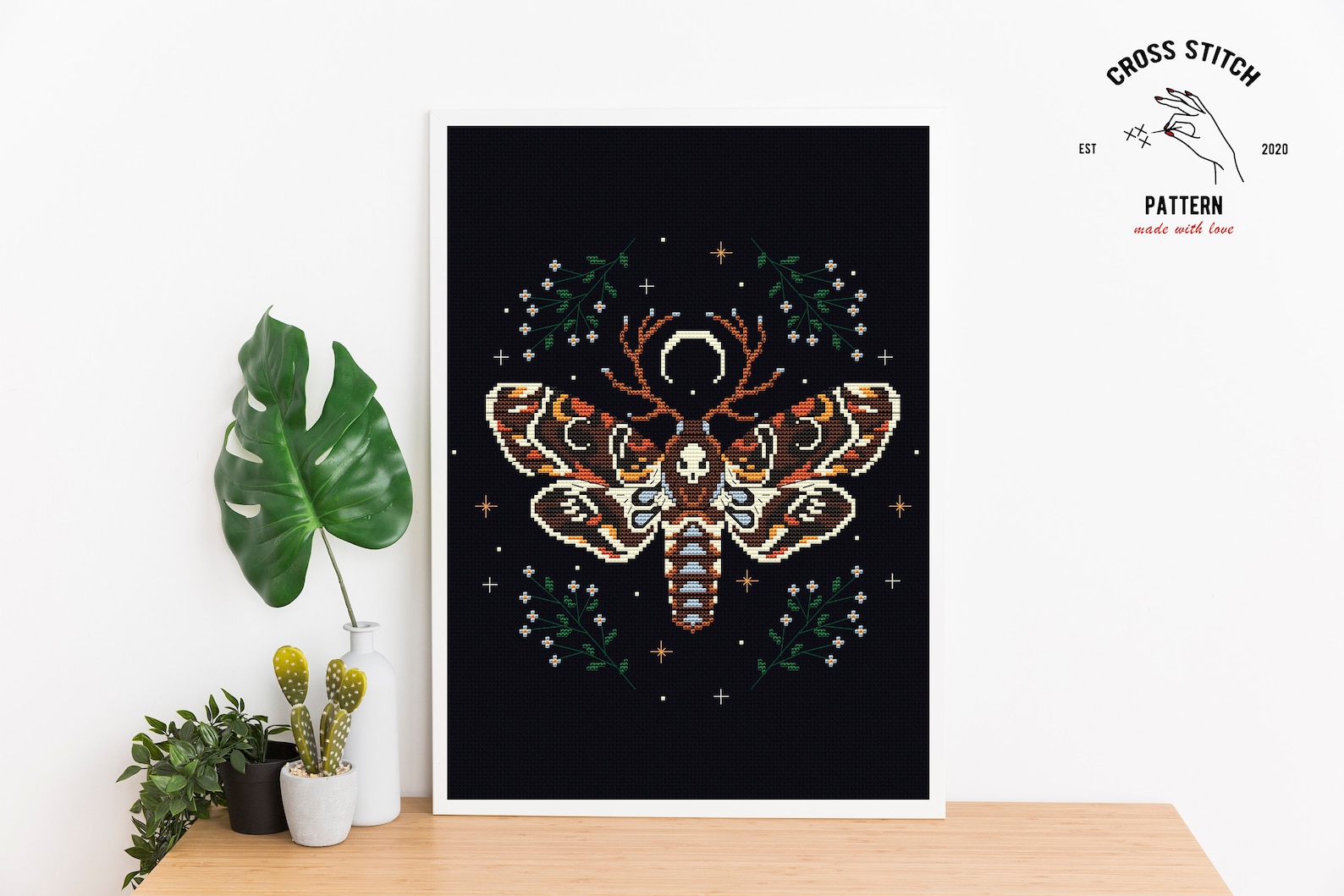 Moth Cross Stitch Pattern Insect Cross Stitch Witchy Cross - Etsy