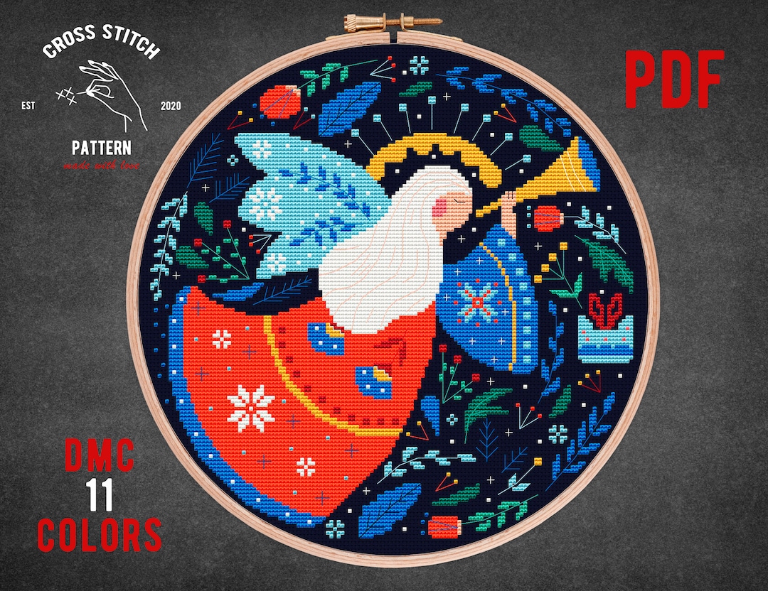 Folk Angel Cross Stitch Scandinavian Cross Stitch Pattern Advent ...