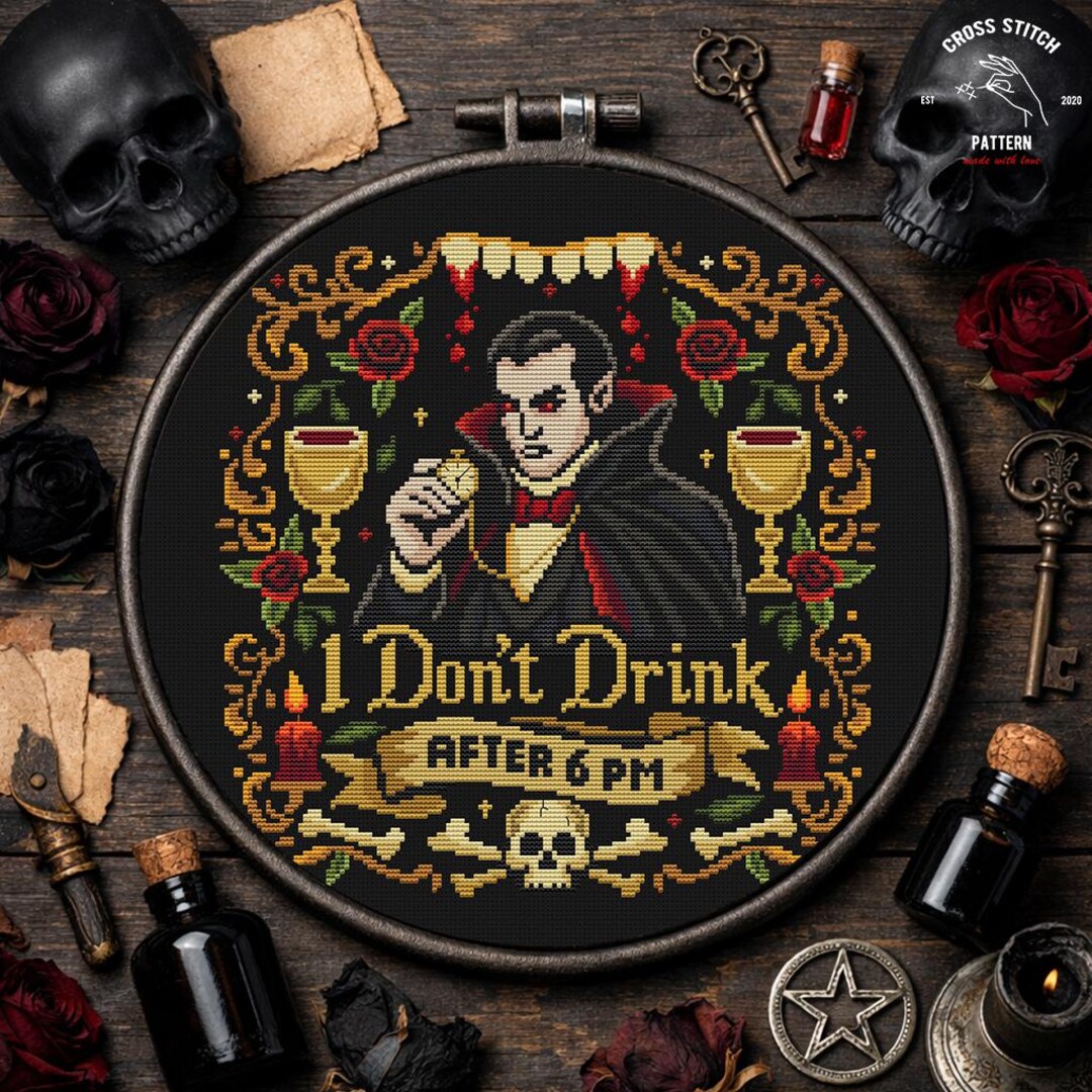 Gothic Vampire Cross Stitch Pattern Dracula Witchy Cross Stitch Occult ...
