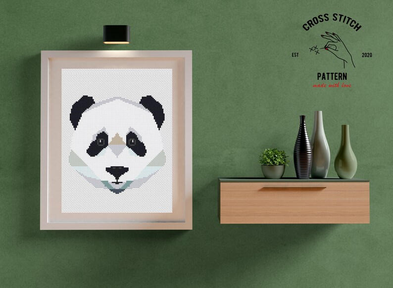 Panda Cross Stitch Pattern Geometric Animal Cross Stitch | Etsy