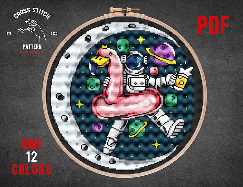 SET OF 8 Astronaut Cross Stitch Pattern Space Theme Embroidery - Etsy