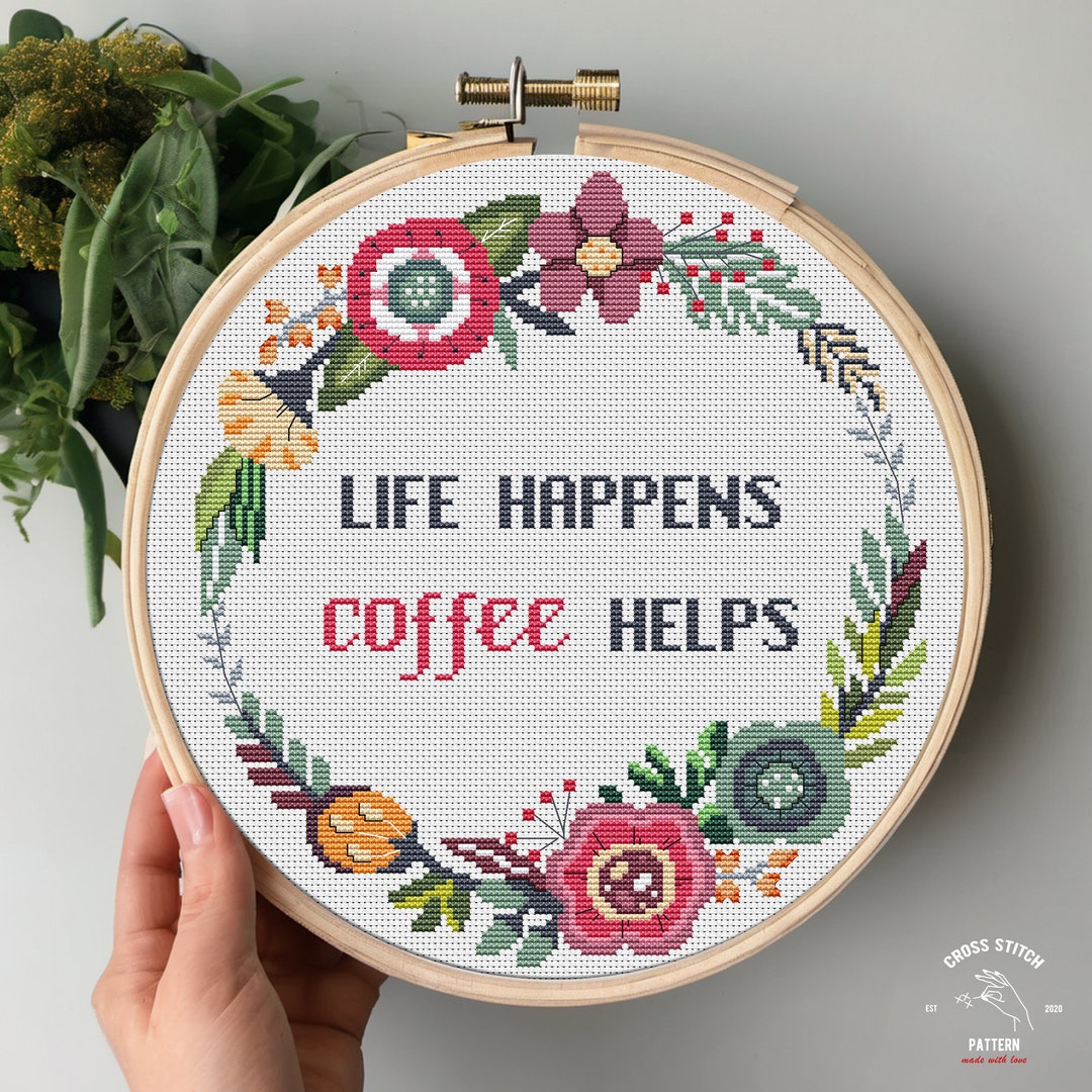 Cross Stitch Quote Pattern Snarky Cross Stitch Coffee Vulgar Text Cross ...