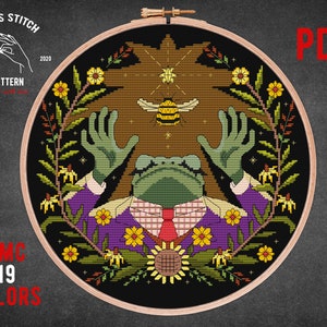 Frog Cross Stitch Pattern Toad Cross Stitch Witchy Cross - Etsy