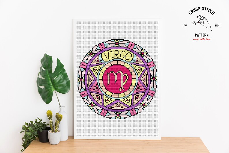 Virgo Zodiac Sign Cross Stitch Pattern Astrological Sign Embroidery ...