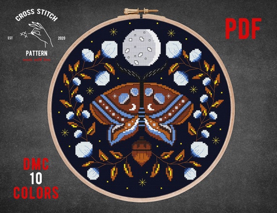 Moth Cross Stitch Pattern Insect Cross Stitch Witchy Cross | Etsy