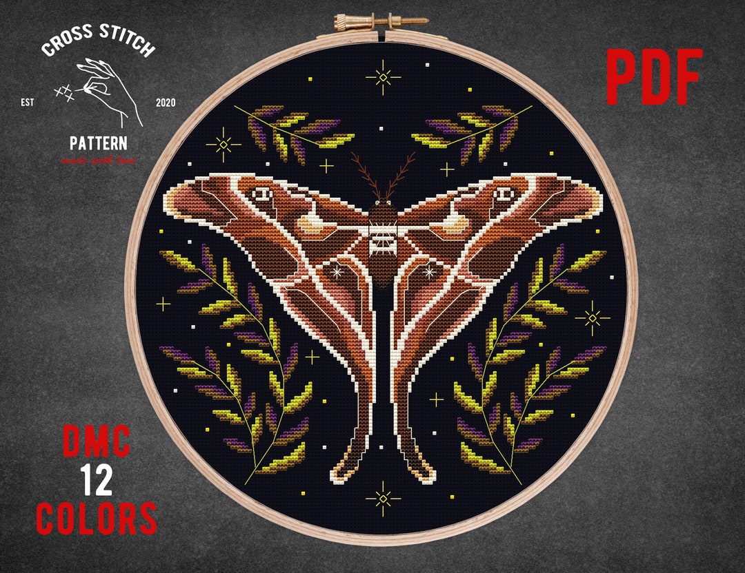 Moth Cross Stitch Pattern Witch Cross Stitch Luna Moth Butterfly Moon ...