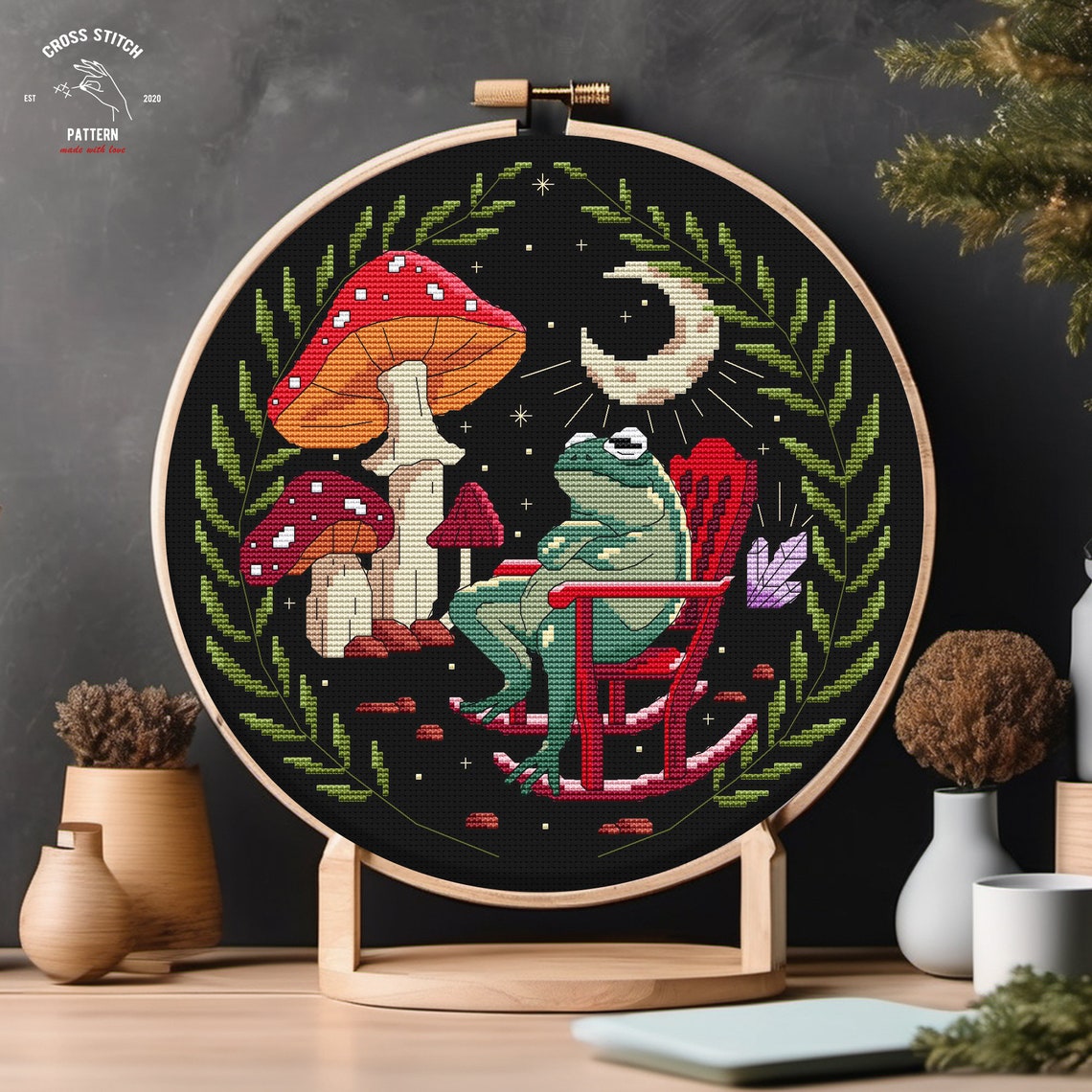 Frog Cross Stitch Pattern Mushroom Cross Stitch Toad Cross Stitch ...
