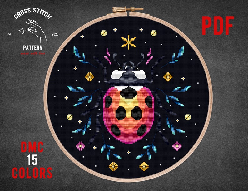 Lady Bug Cross Stitch Pattern Modern Cross Stitch Insect | Etsy