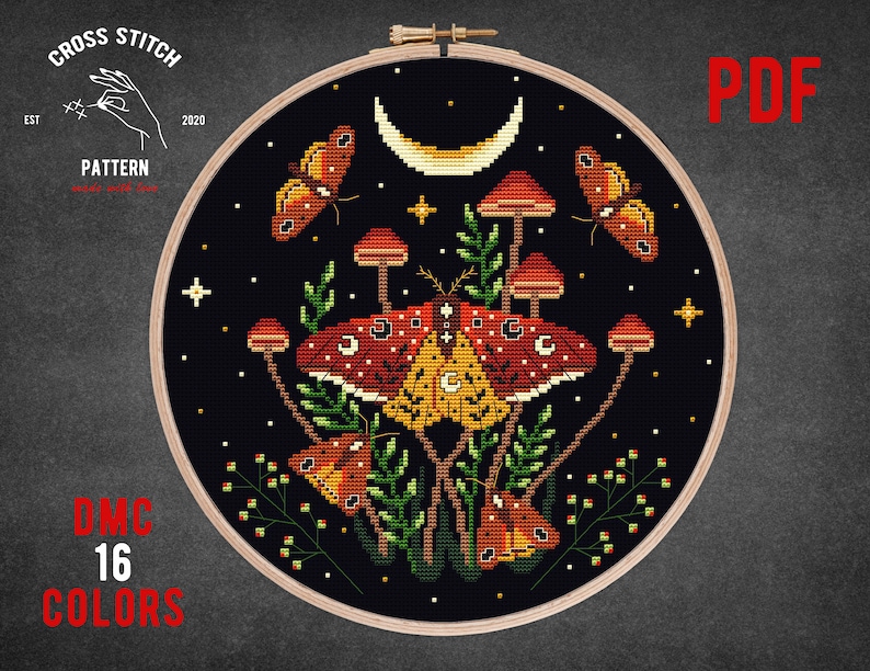 Digital Art & Collectibles Mushroom Embroidery file Cottage Witch ...