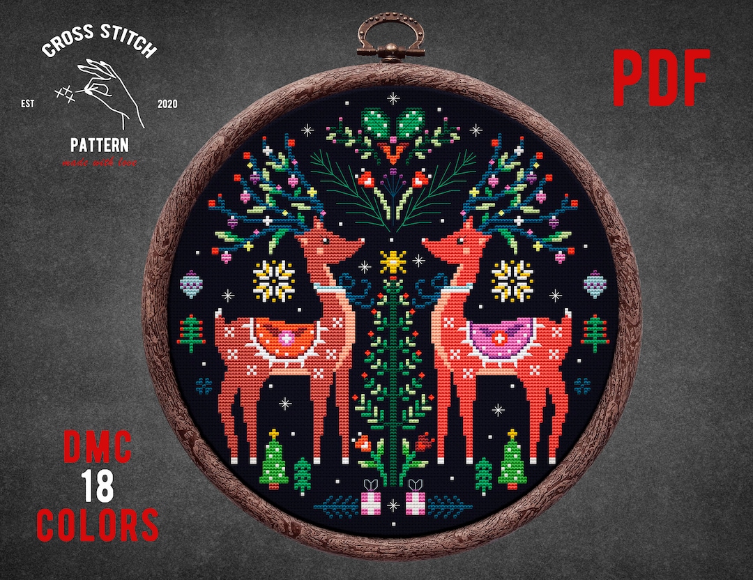 Folk Cross Stitch Pattern Christmas Cross Stitch Scandinavian Cross ...